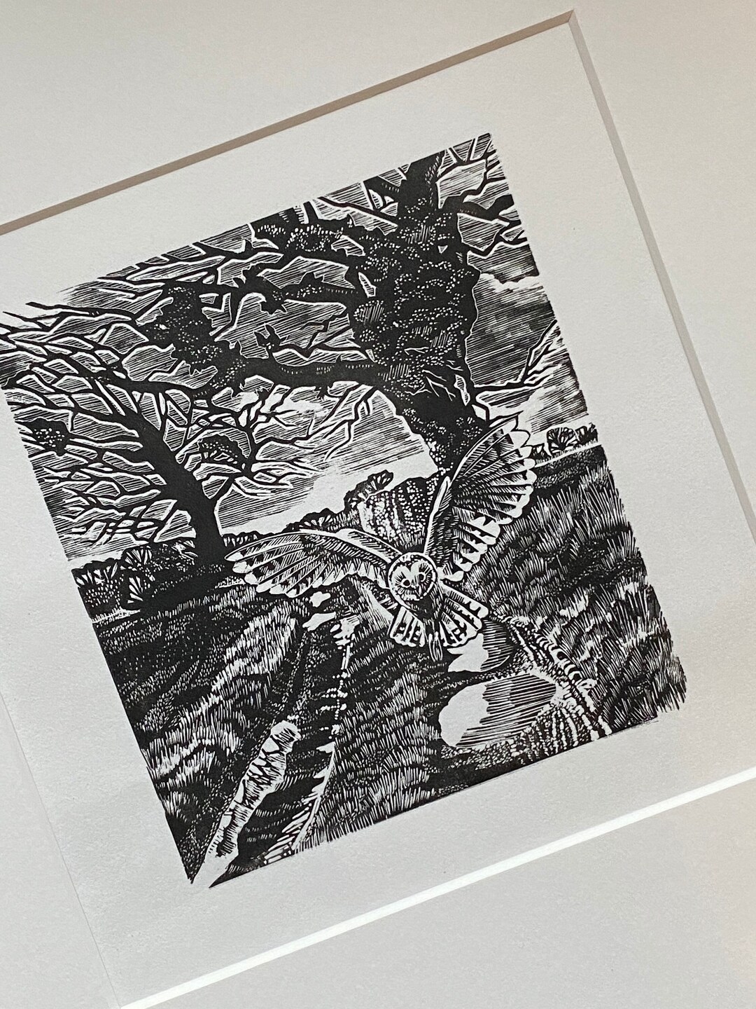 Barn Owl Wood Engraving, Lino Print - Etsy