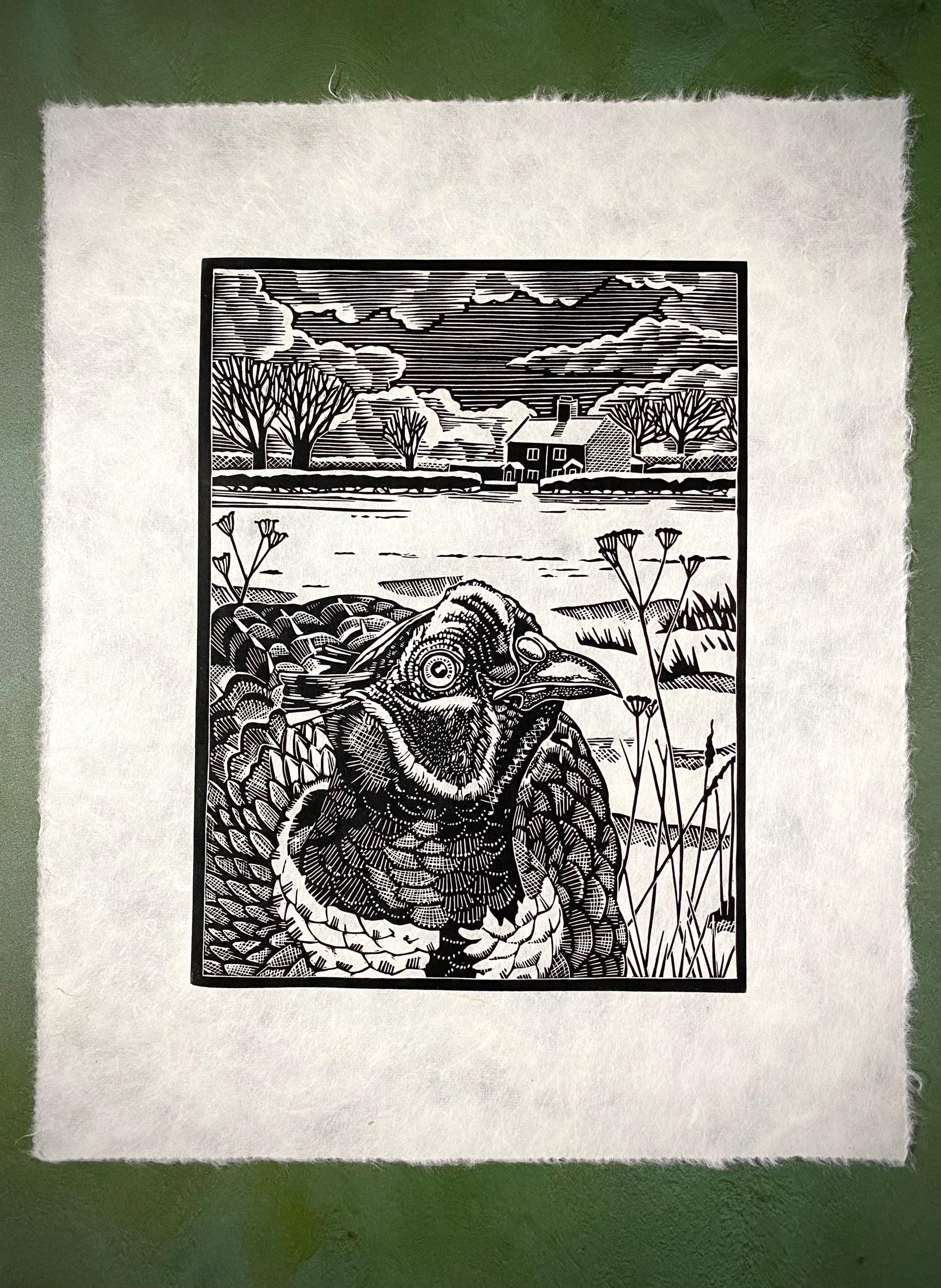 Pheasant in the Winter Snow , Lino Print ( Linoprint ) - Etsy UK
