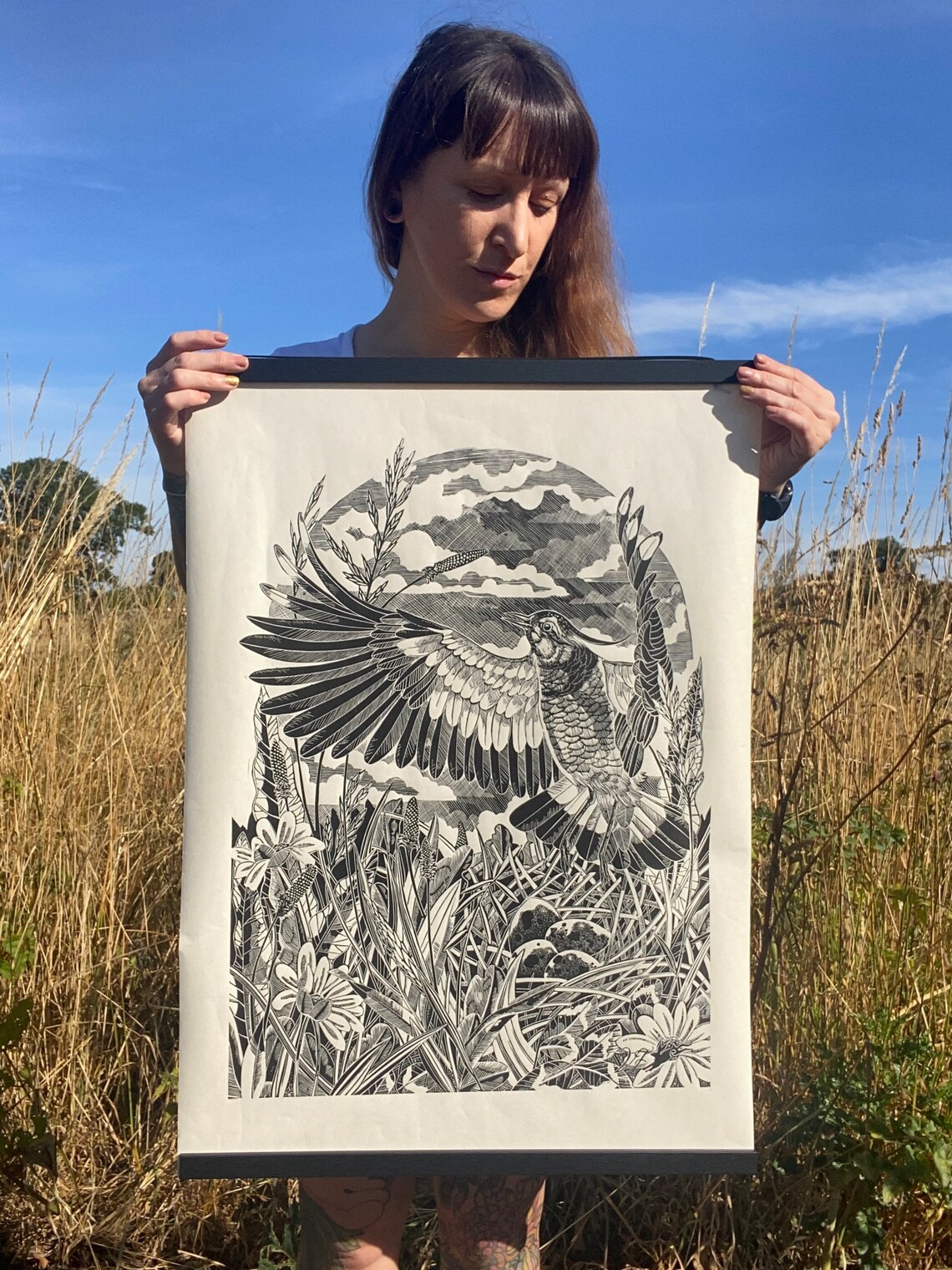 Lapwing Bird Print Large Linoprint Unframed Lino Print - Etsy UK