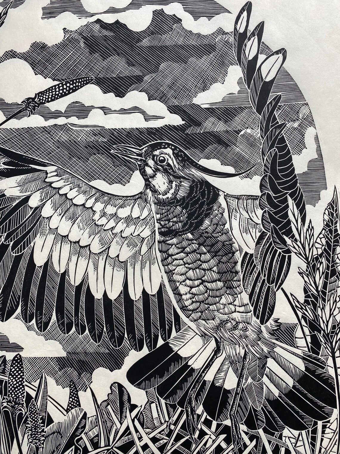 Lapwing Bird Print Large Linoprint Unframed Lino Print - Etsy UK