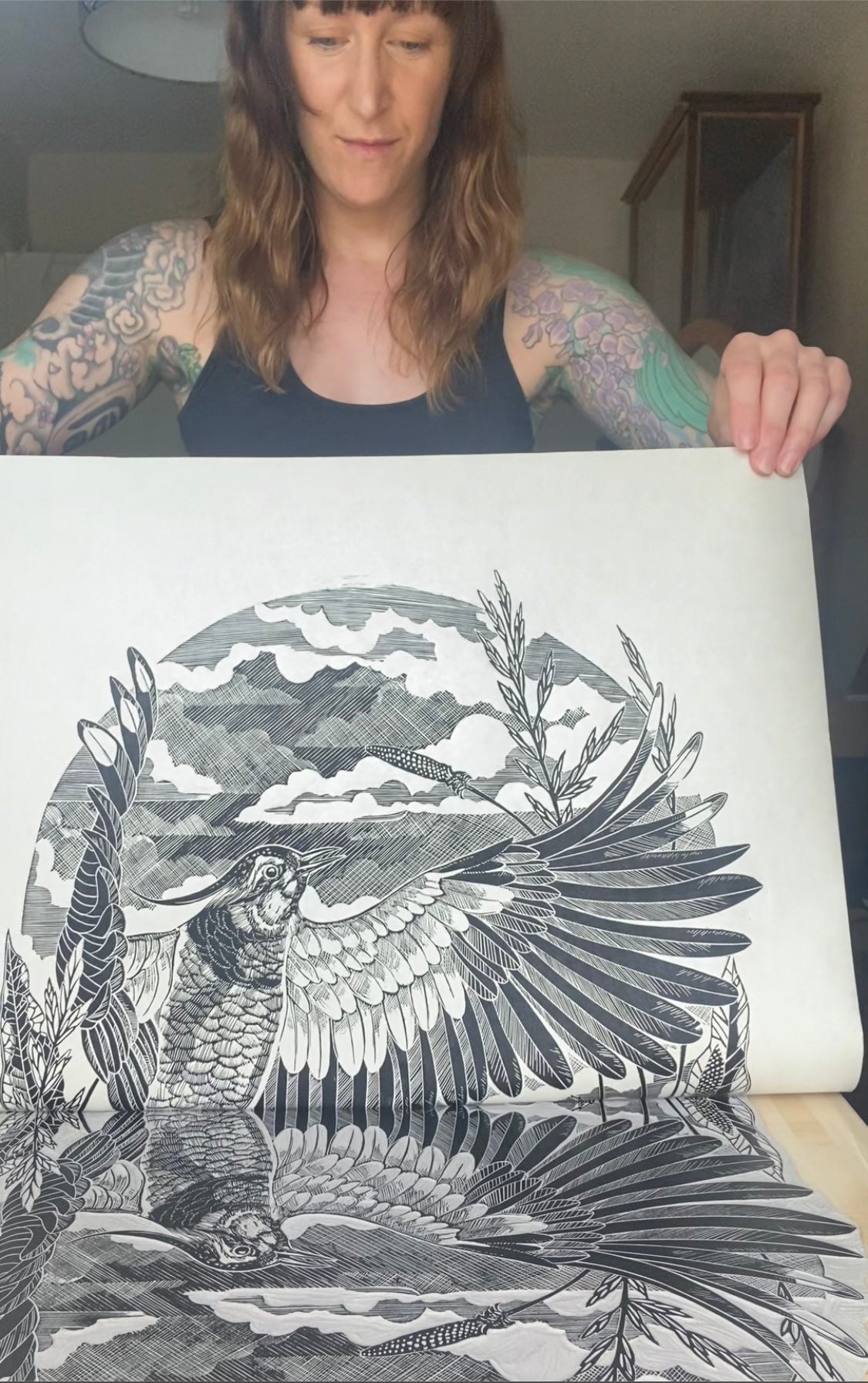 Lapwing Bird Print , Large Linoprint ( Unframed, Lino Print ) - Etsy UK