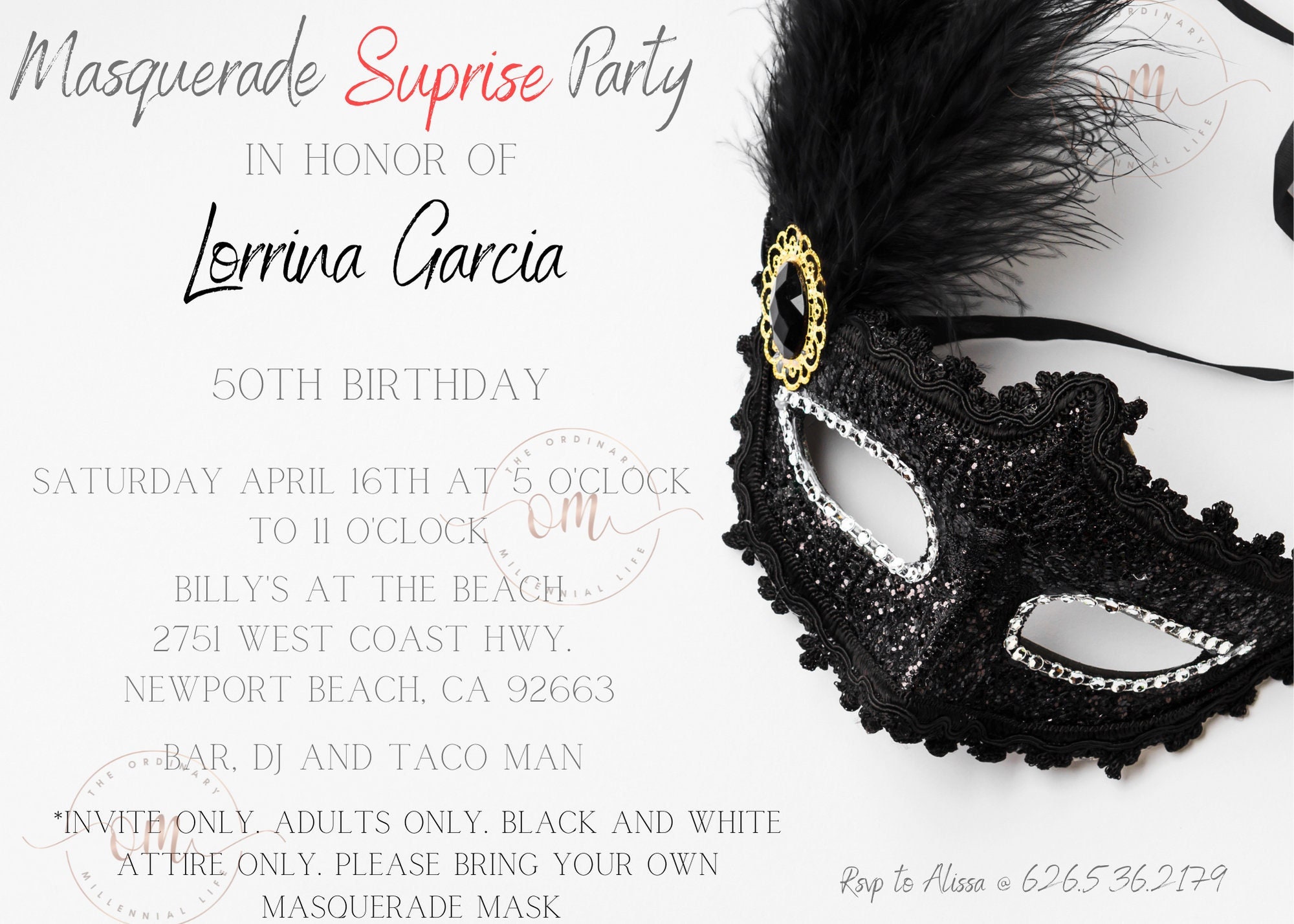 Masquerade Party Digital and Printable Invitation for Any - Etsy