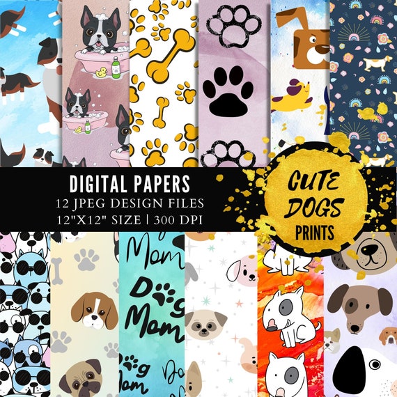 Dog Digital Paper Digital Paper Pack Scrapbook Paper - Etsy