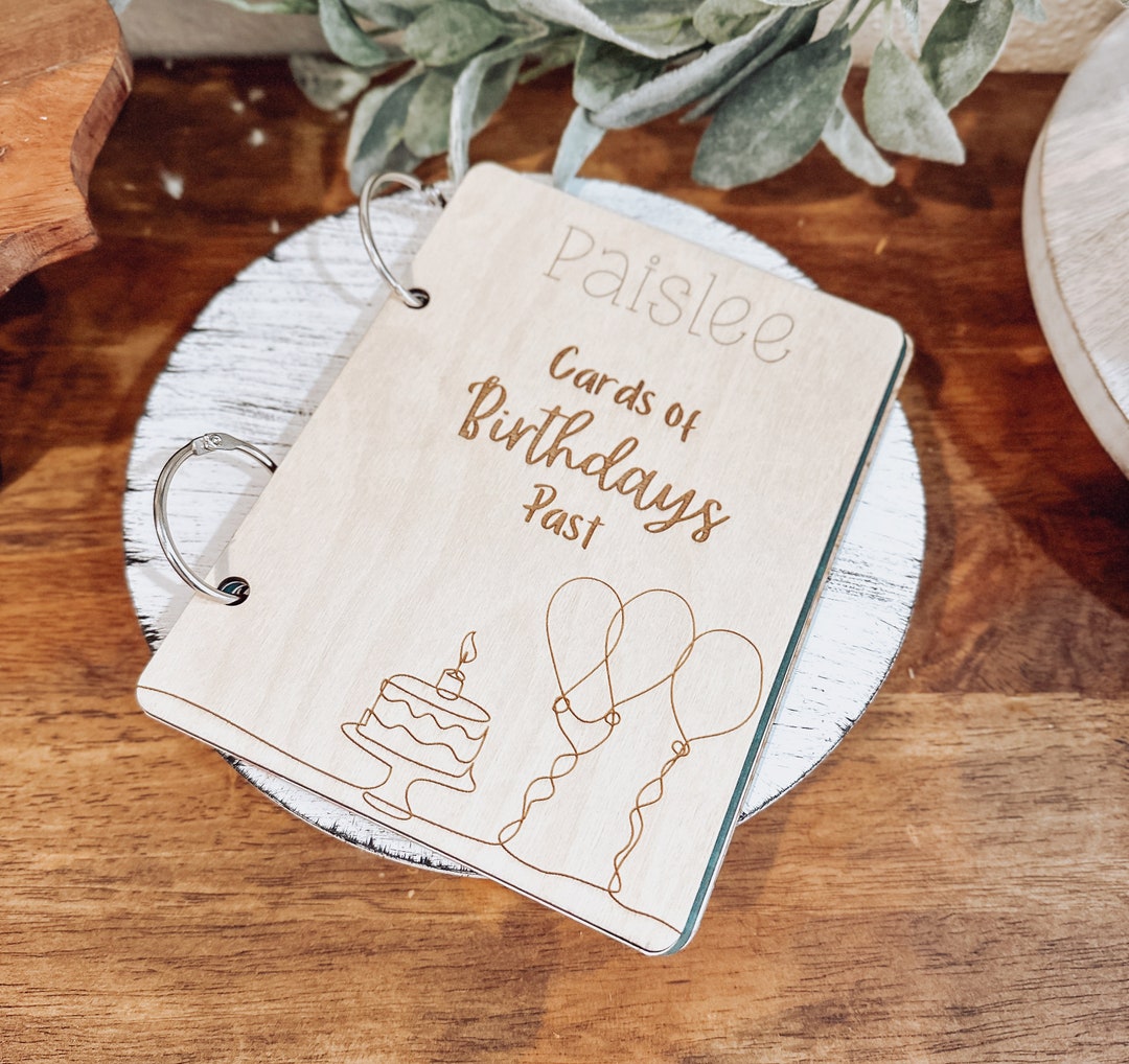 Personalized Wooden Birthday Card Holder: Keepsake Storage - Etsy