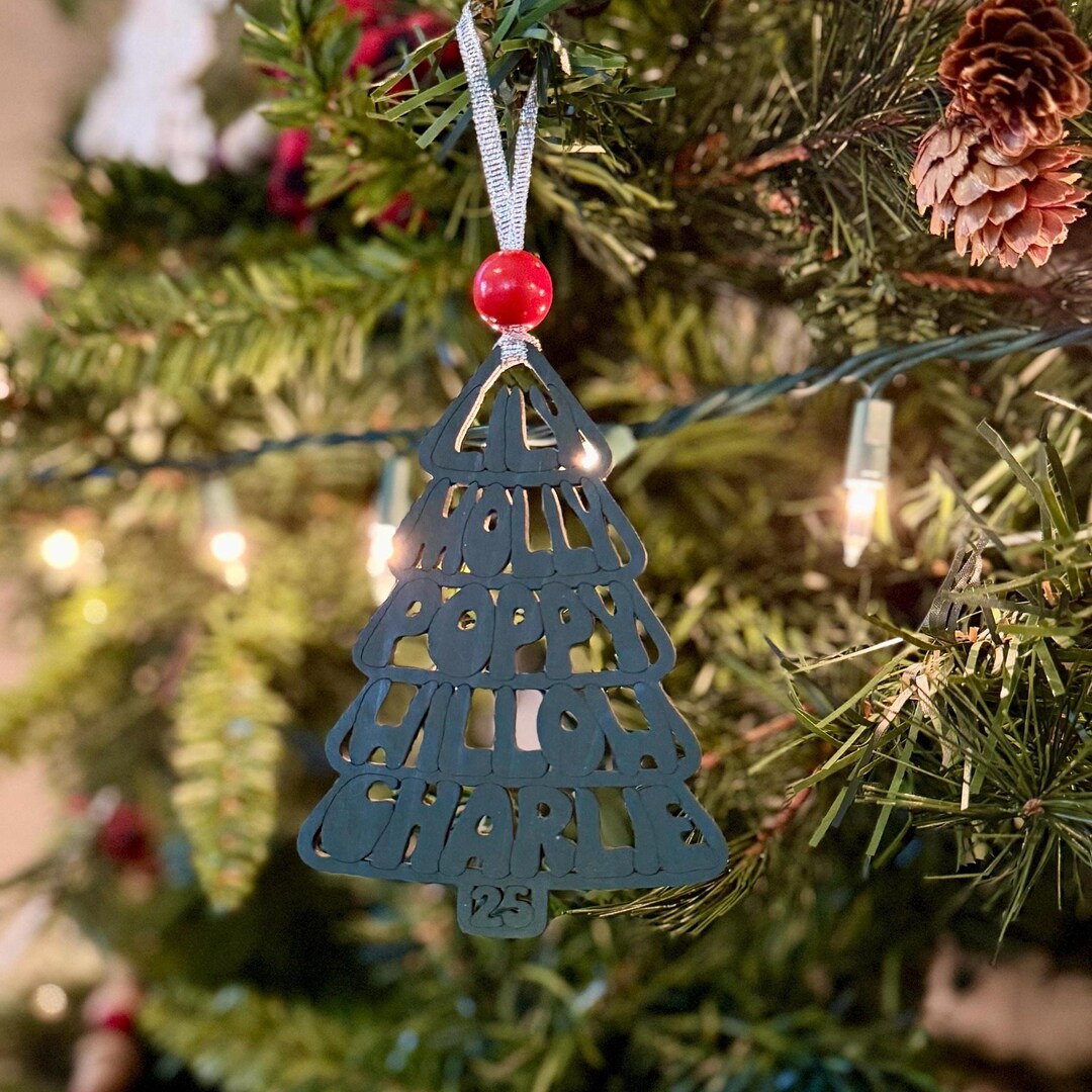 Personalized Family Name Christmas Tree Ornament • Wooden, up to 10 ...