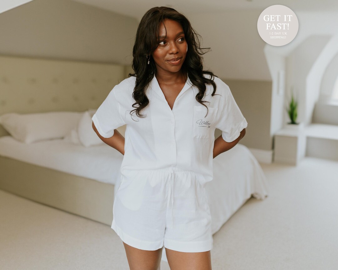 Personalised Birthday Name Age Pyjamas Linen Celebration Pyjama Set ...