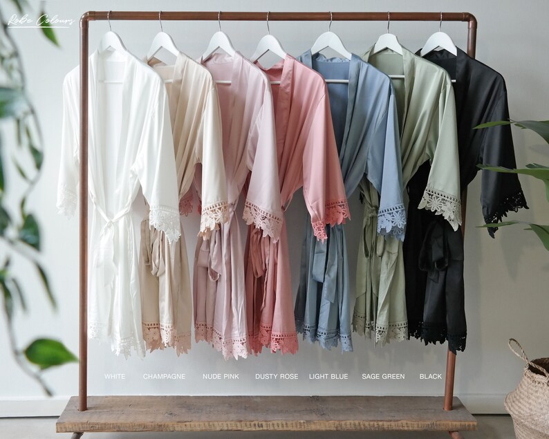 Personalised Large Name Bridal Robe Set Satin & Lace Wedding - Etsy