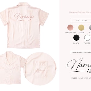 Personalised Birthday Name Age Pyjamas Satin Celebration Pyjama Set ...