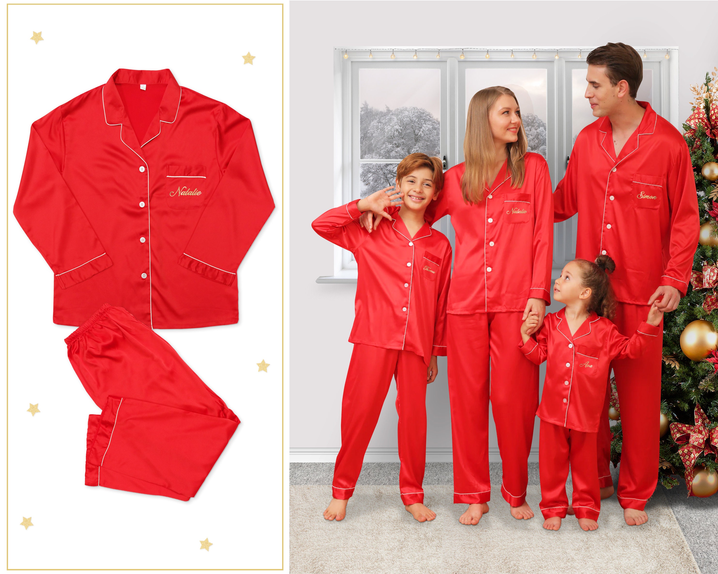 Personalised Christmas Pocket Pyjama Set Matching PJ Xmas - Etsy UK