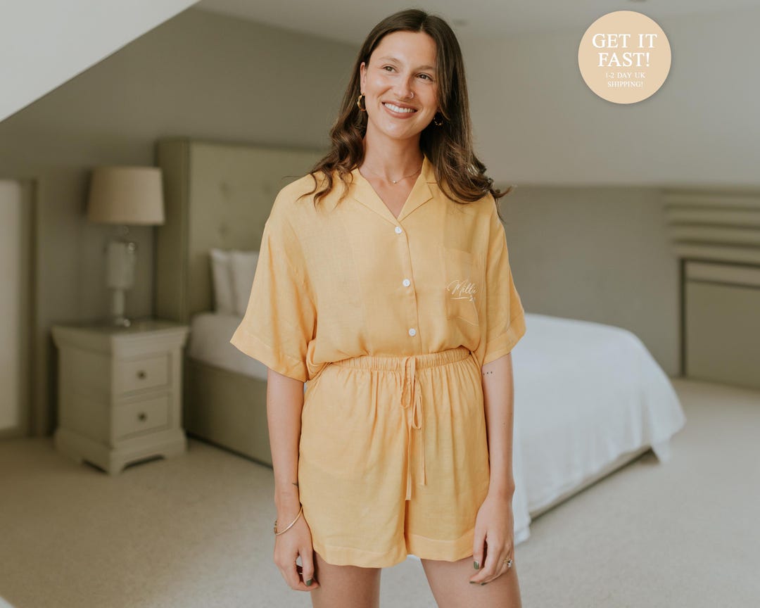 Personalised Birthday Name Age Pyjamas Linen Celebration Pyjama Set ...