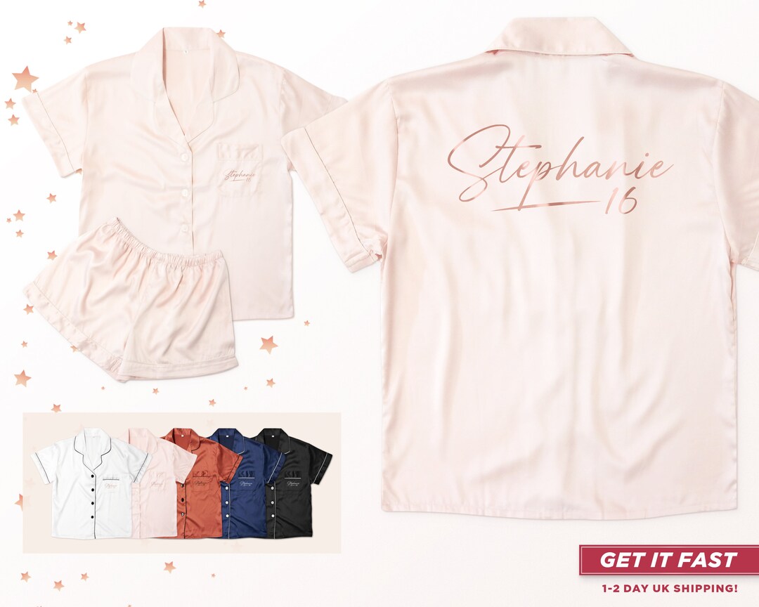 Personalised Birthday Name Age Pyjamas Satin Celebration Pyjama Set ...