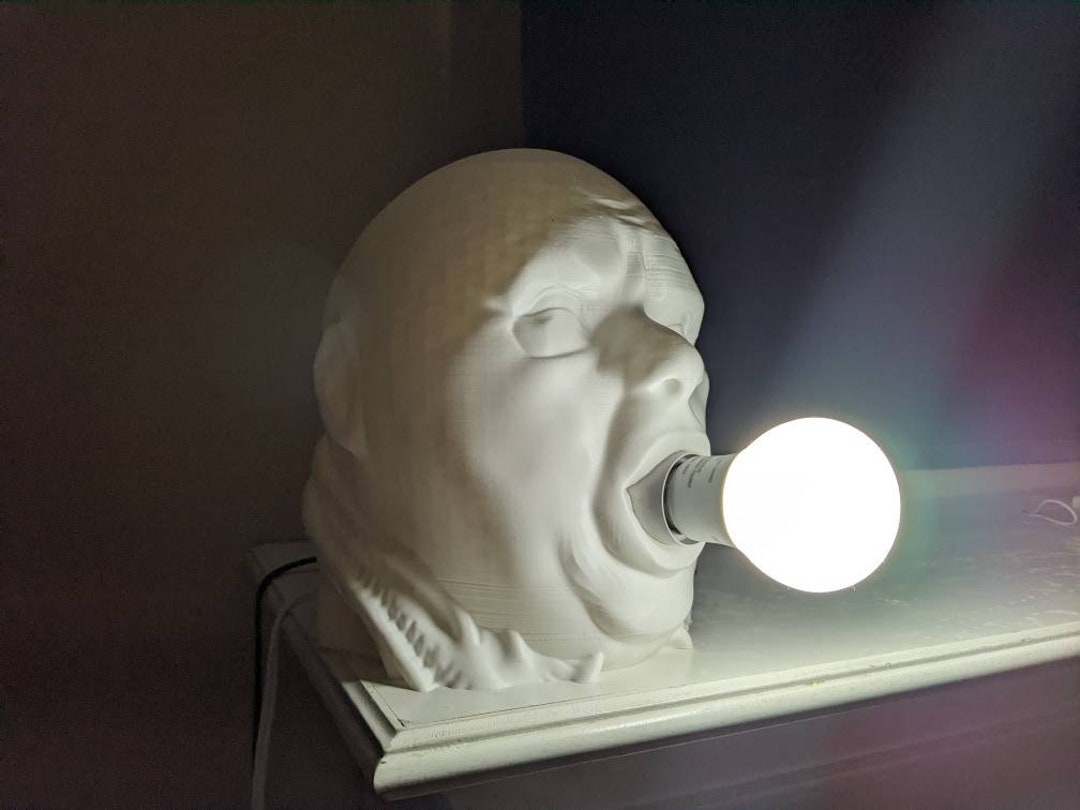 Creepy Bald Man Lightbulb Lamp, Decorative Lamp Holding Lightbulb in ...