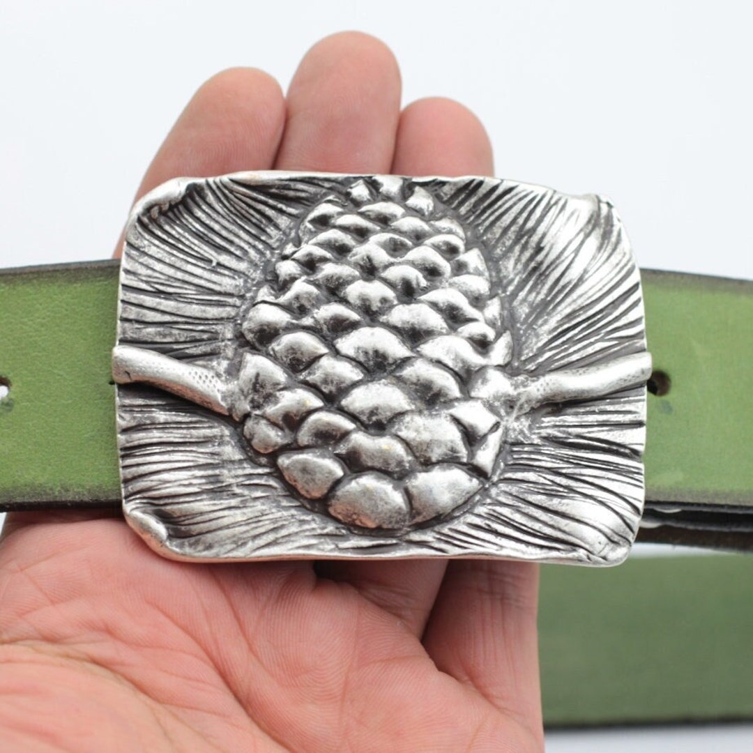 Fir Cone Belt Buckle, Boho Belt Buckle, Silver Belt Buckle, Nature Belt ...
