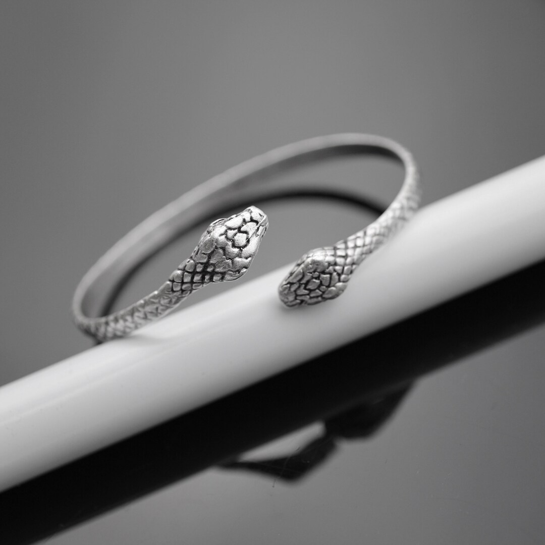 Snake Cuff Bracelet, Adjustable Medusa Bracelet, Serpent Bangle, Silver ...