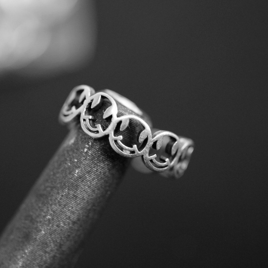 Silver Smile Face Ring, Stackable Rings, Happy Face Ring, Mens Rings ...