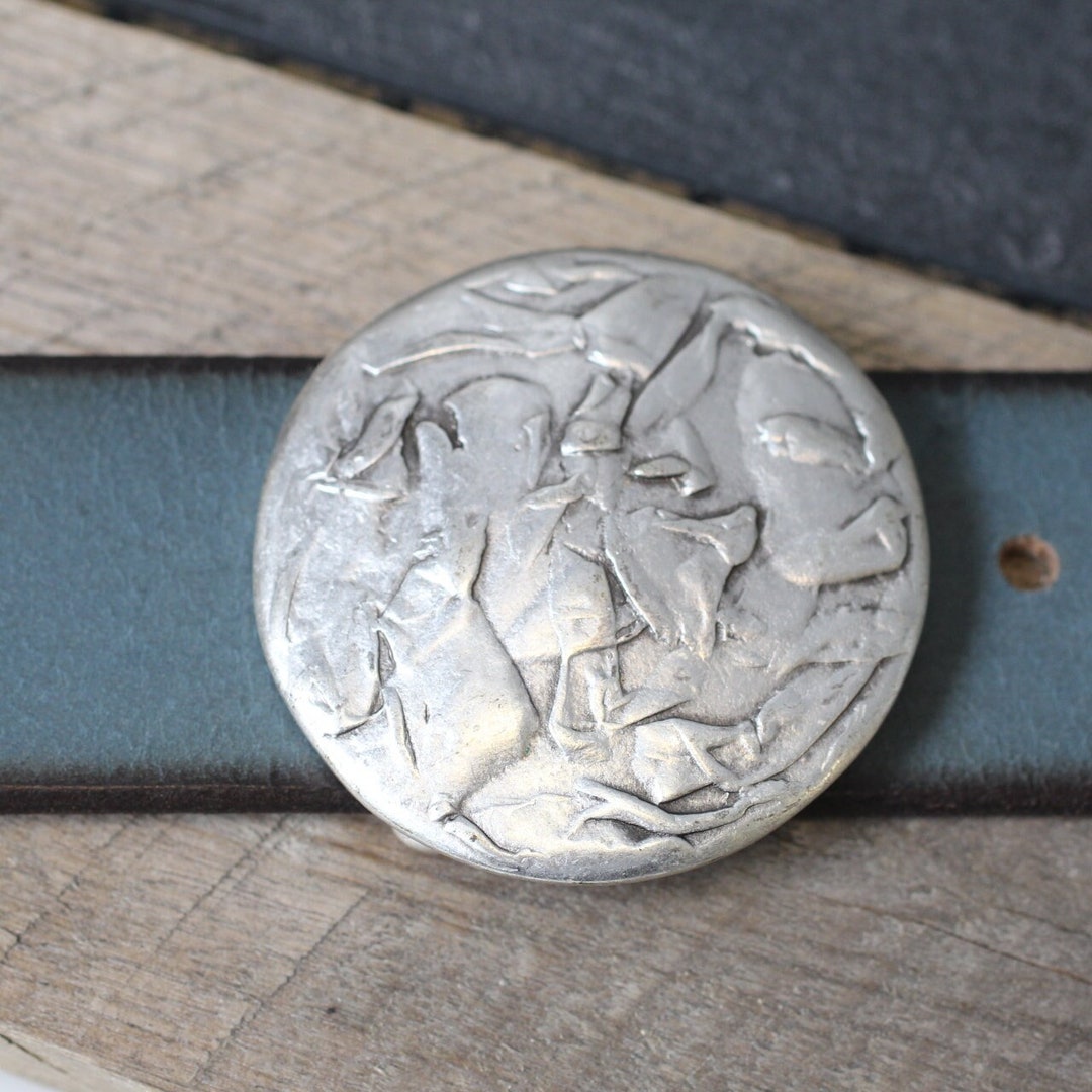 Antique Silver Belt Buckle for Snap Belt, Round Belt Buckle Hardware ...