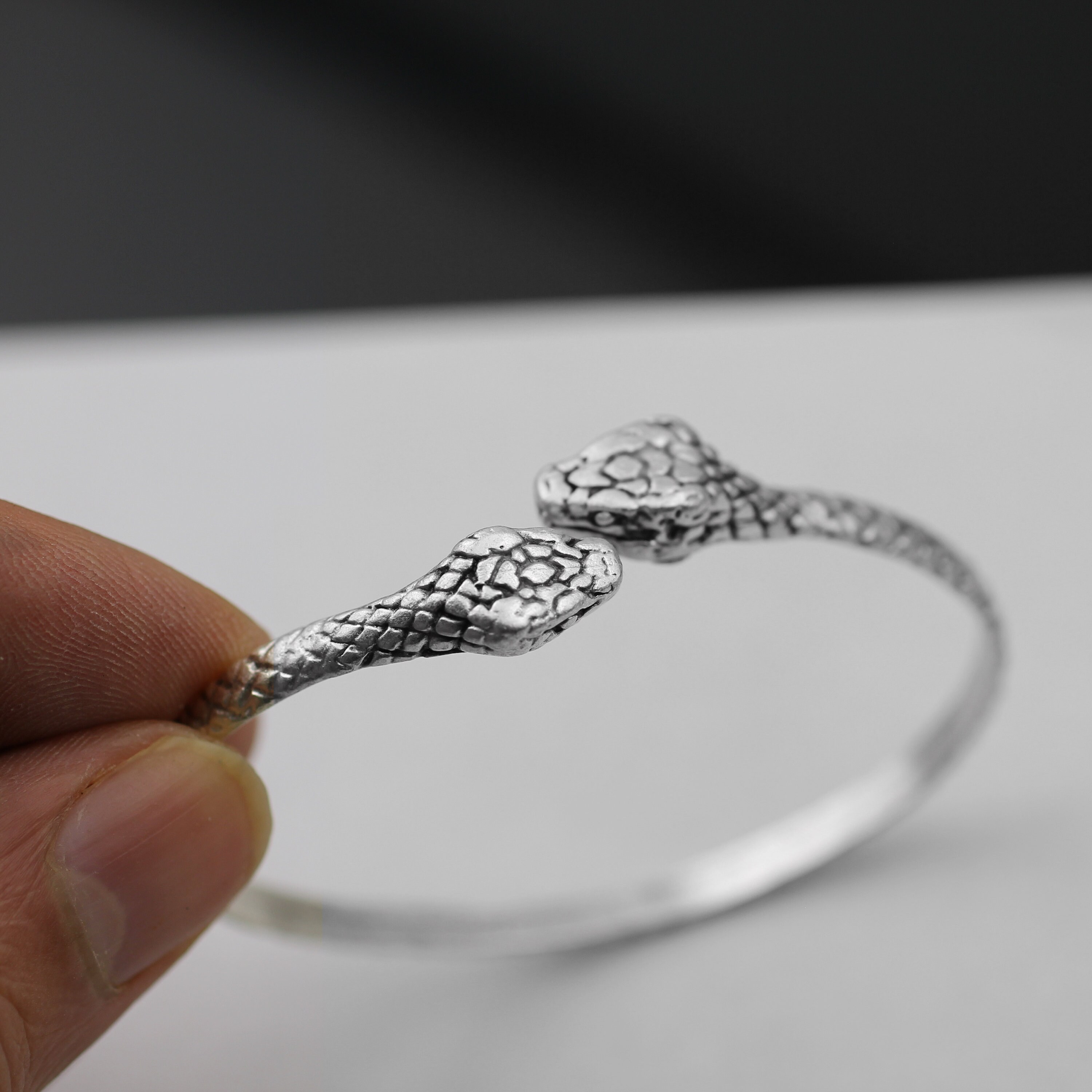 Snake Cuff Bracelet, Adjustable Medusa Bracelet,serpent Bangle, Silver ...