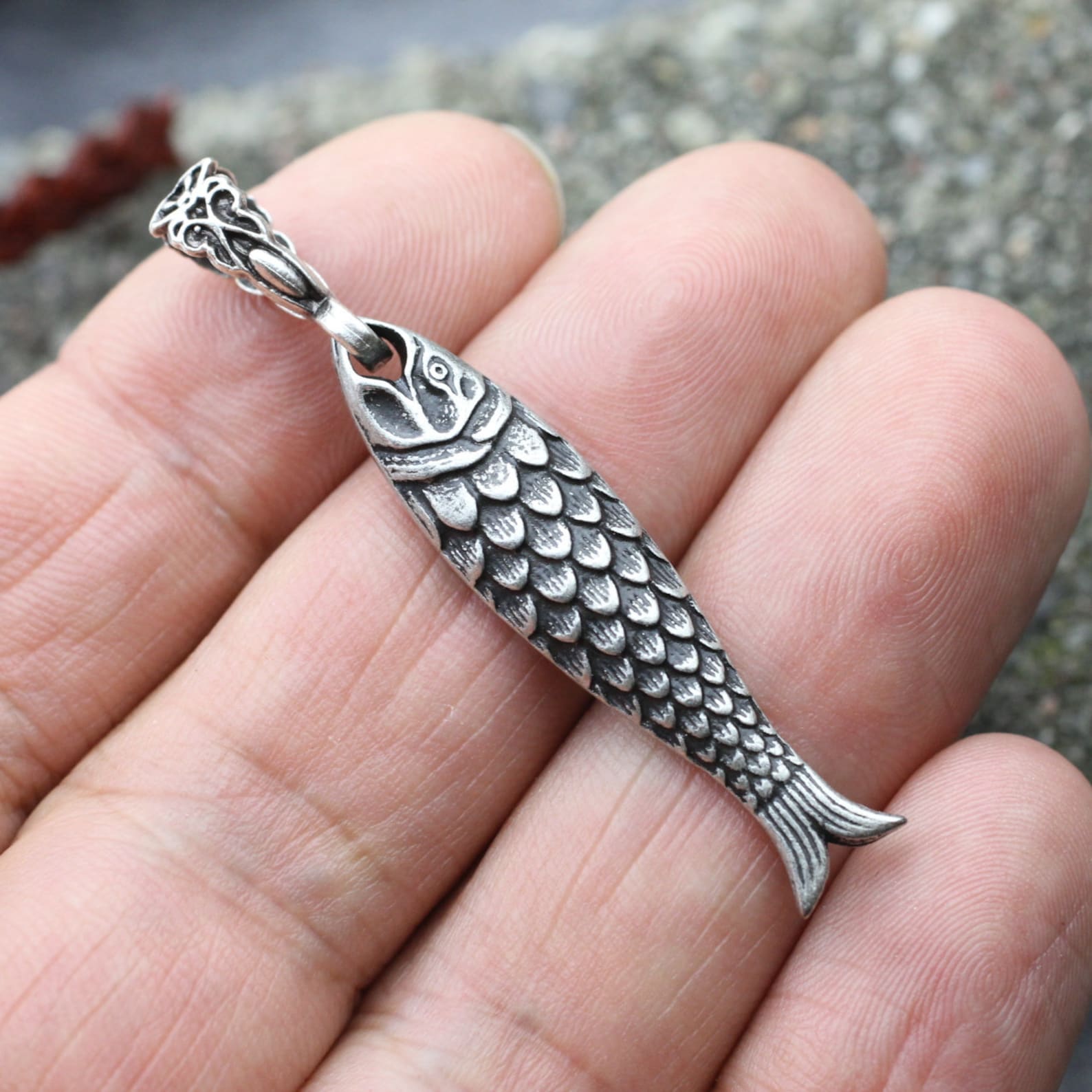 Silver Fish Pendant, Animal Pendant, Hering Fish Necklace Pendant ...