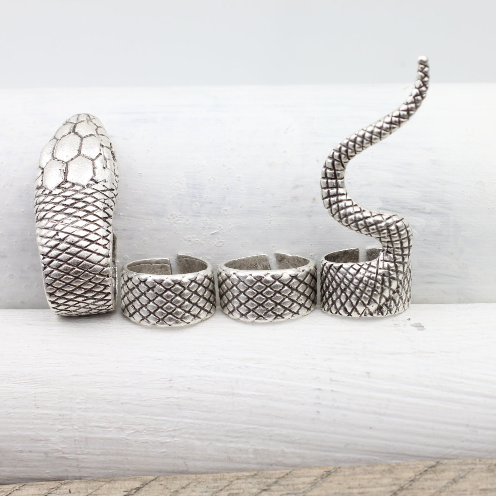Adjustable Snake Ring Set, 4 Snake Rings, Serpent Ring Set, Stacking ...