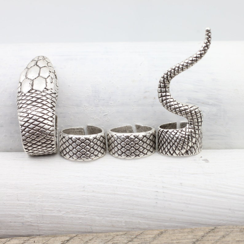 Adjustable Snake Ring Set, 4 Snake Rings, Serpent Ring Set, Stacking ...