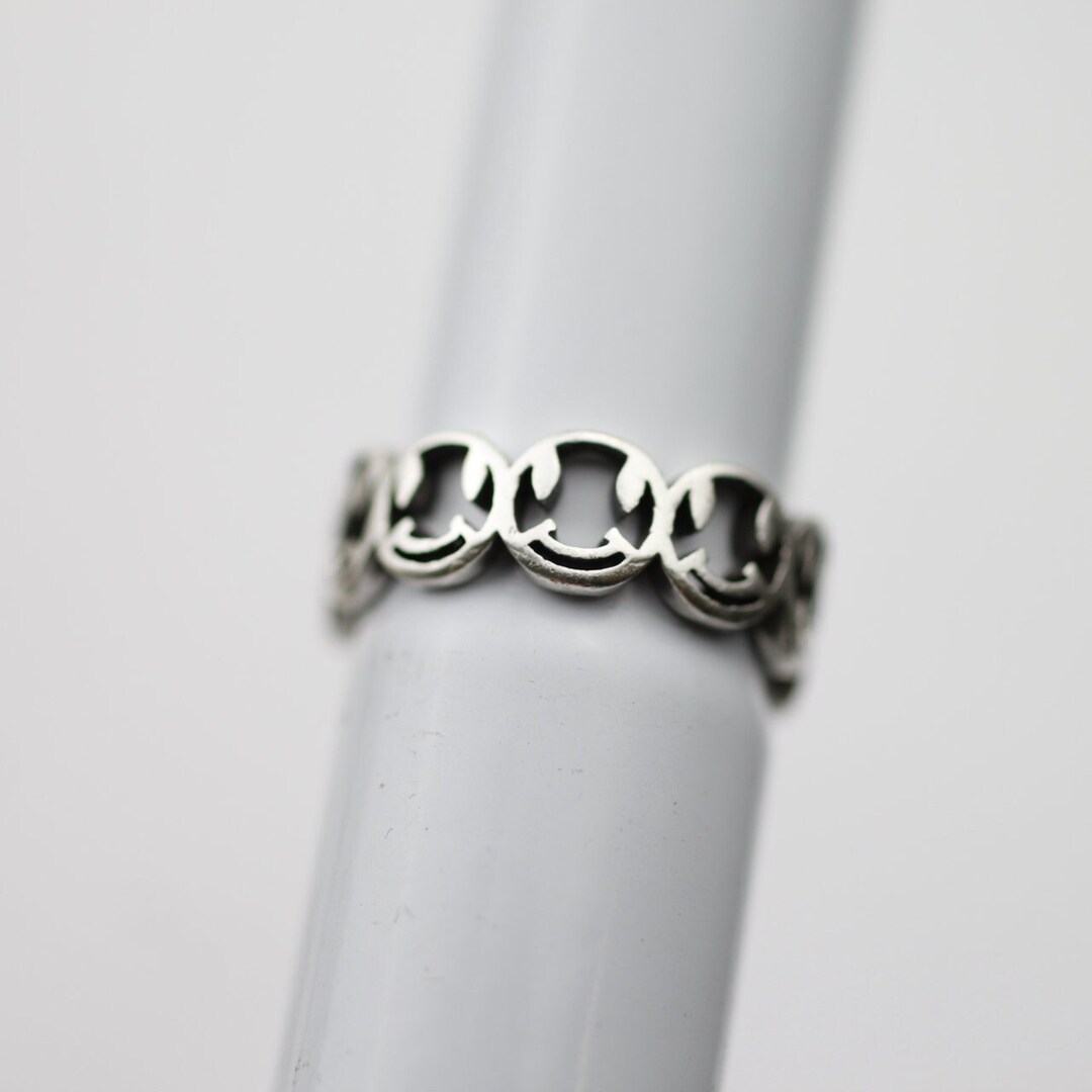 Silver Smile Face Ring, Stackable Rings, Happy Face Ring, Emoji Rings ...