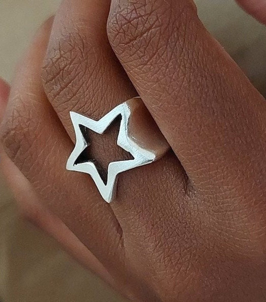 Unisex Star Ring, Silver Star Ring, Statement Star Ring, Adjustable ...