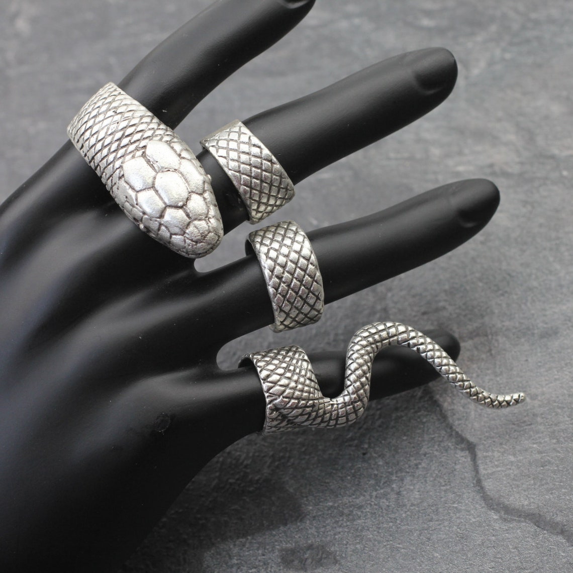 Adjustable Snake Ring Set, 4 Snake Rings, Serpent Ring Set, Stacking ...
