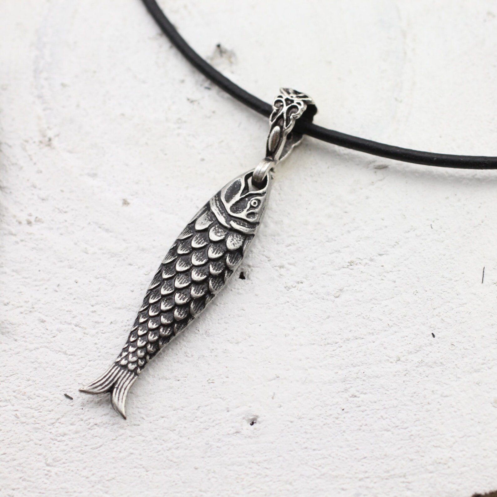 Silver Fish Pendant, Animal Pendant, Hering Fish Necklace Pendant ...