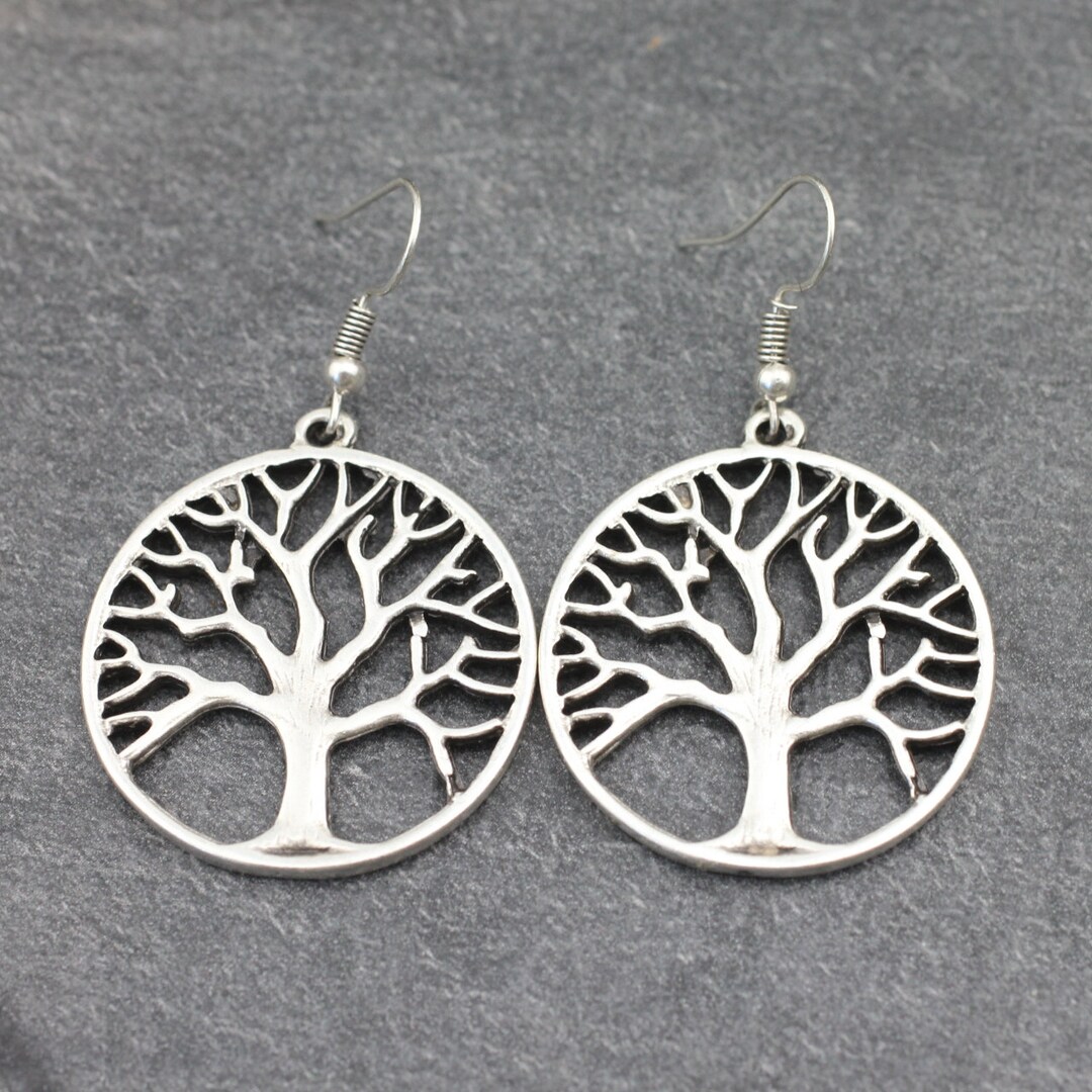 Silver Tree of Life Earring, Druid Symbol Earring, Natural Jewelry ...