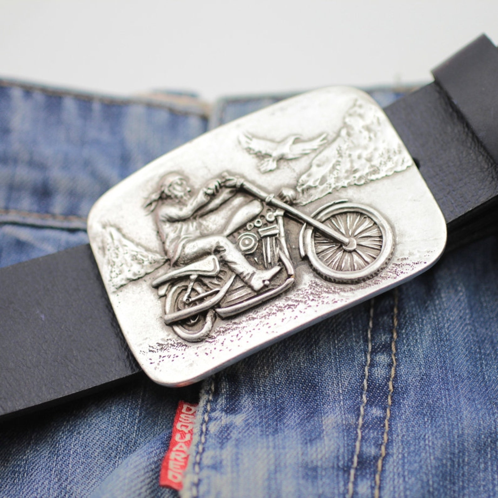Motorcycle Rider Belt Buckle, Rocker Belt Buckle, Chopper Belt Buckle ...