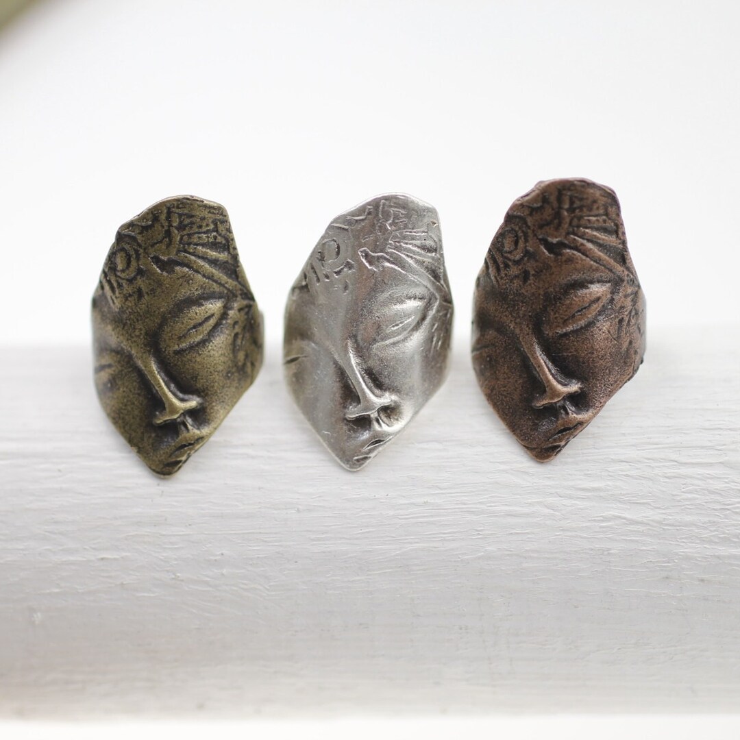 Adjustable Buddha Ring, Buddha Face Ring, Boho Ring, Unique Design Ring ...