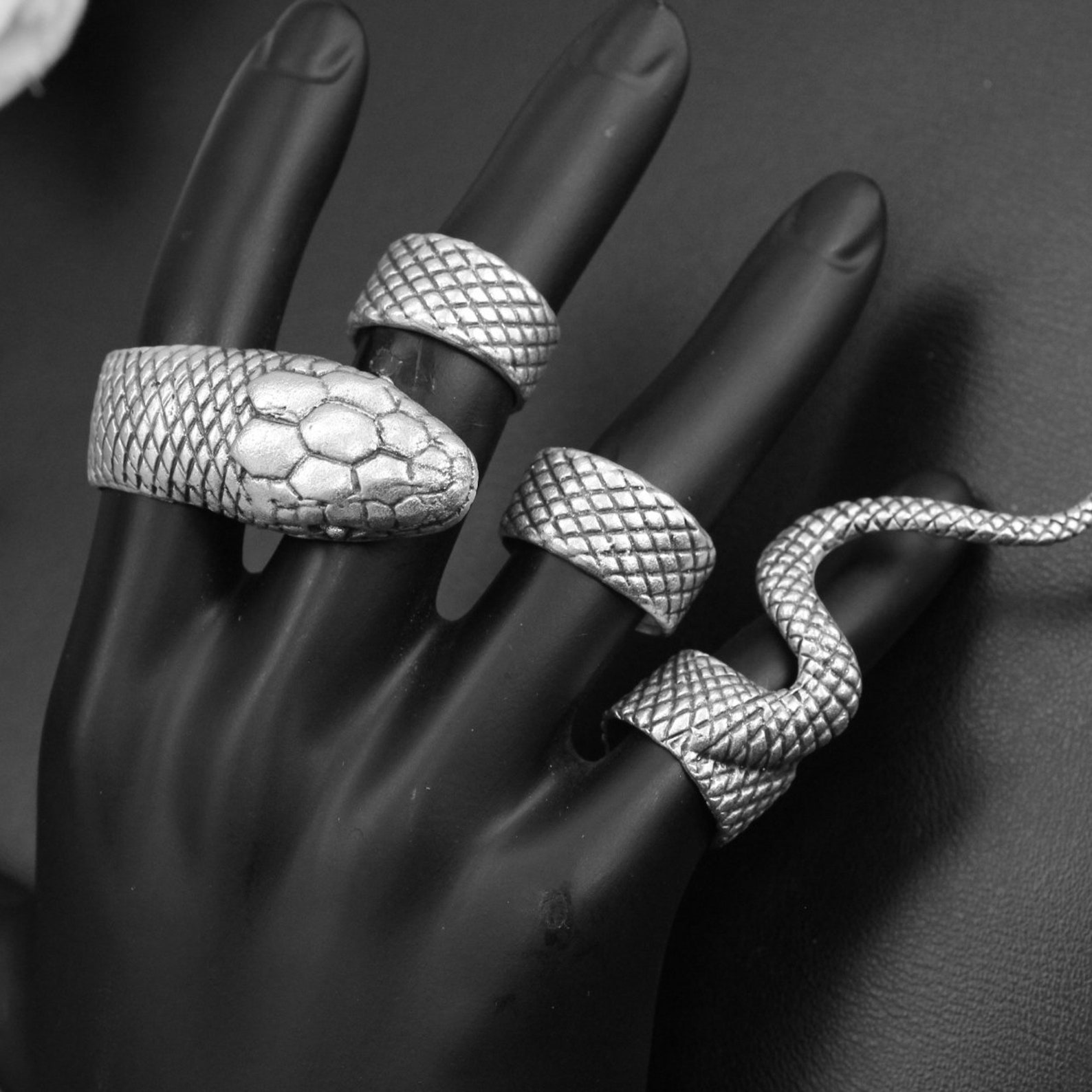 Adjustable Snake Ring Set, 4 Snake Rings, Serpent Ring Set, Stacking ...