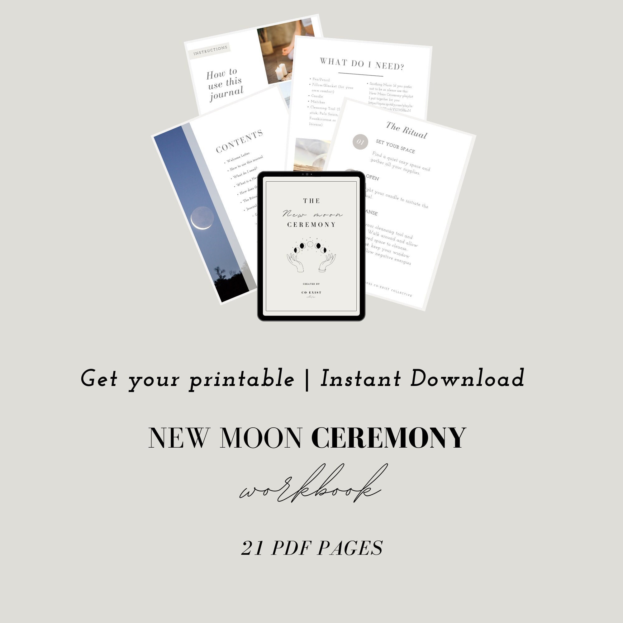 New Moon Ceremony Workbook, Printable New Moon Ritual Guidebook, New ...