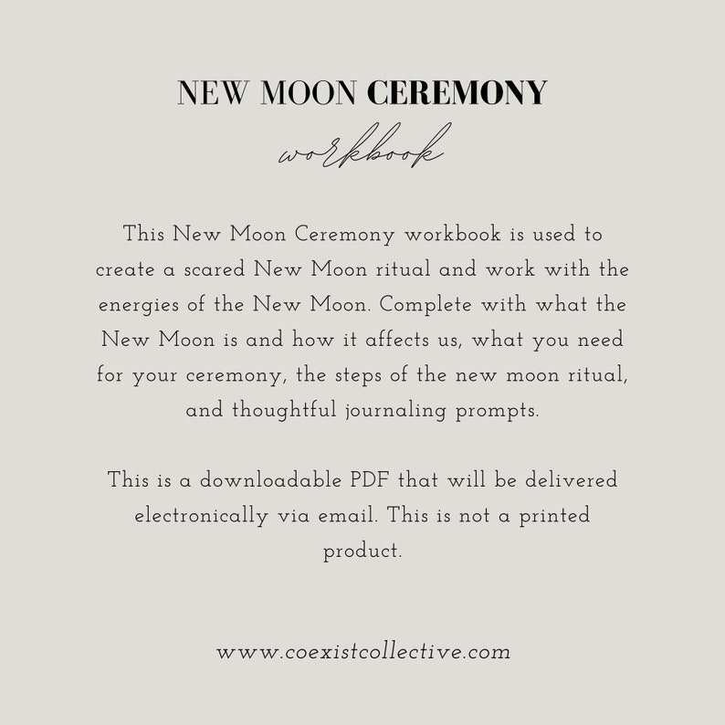 New Moon Ceremony Workbook, Printable New Moon Ritual Guidebook, New ...