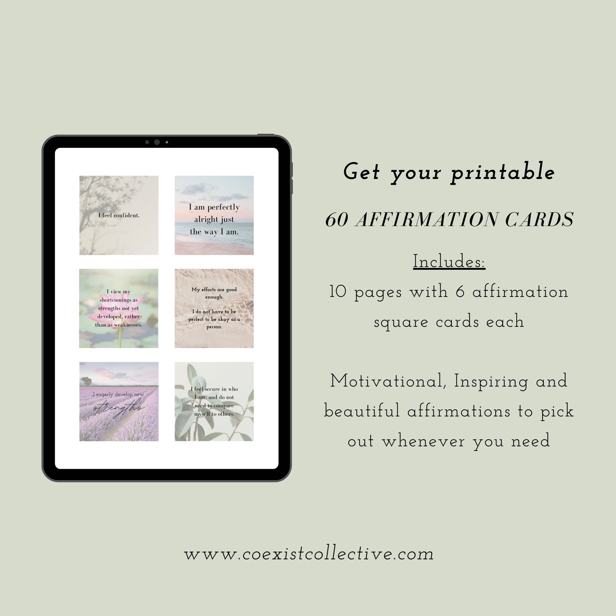 60 Well-being Affirmation Cards, Printable Self-care Cards, Self ...