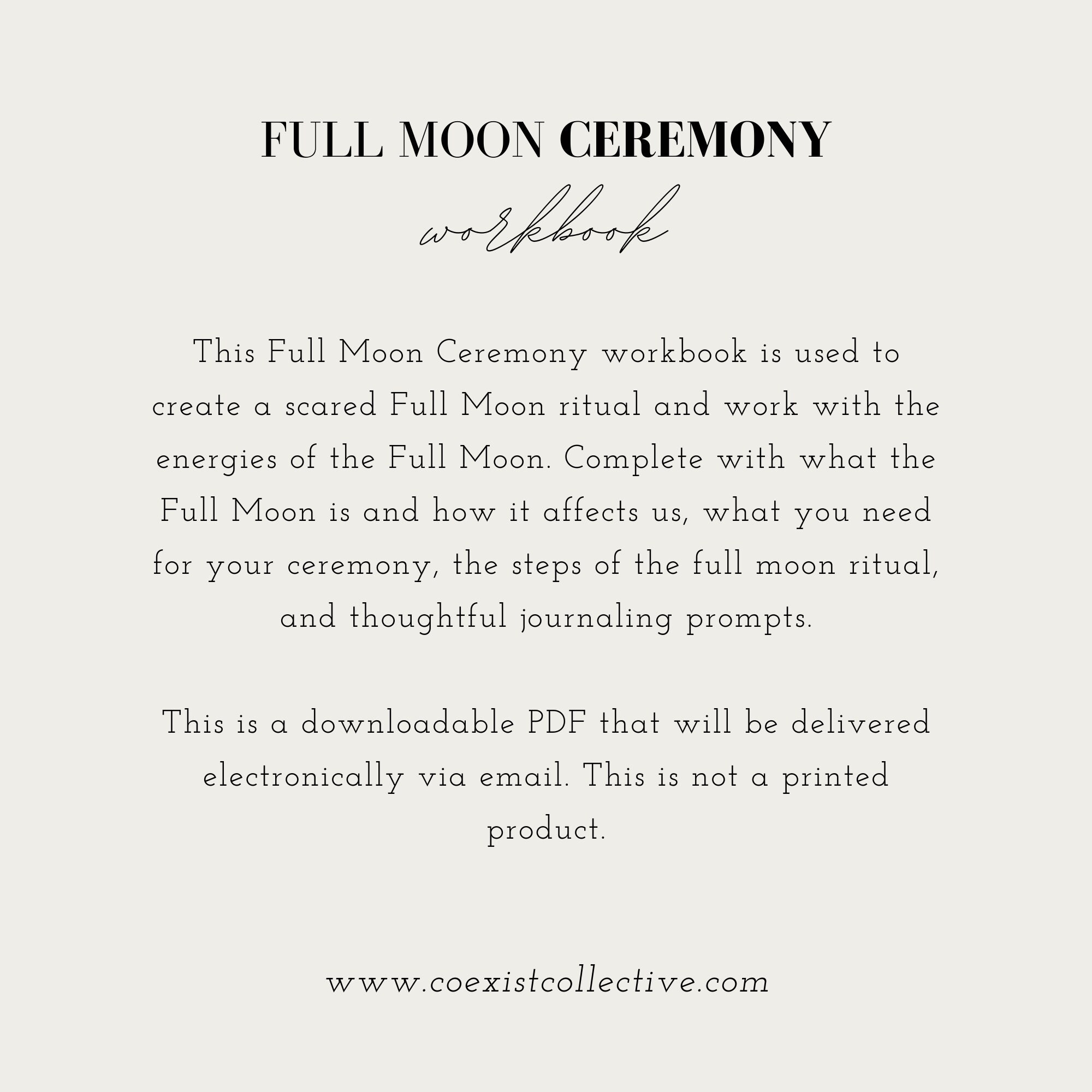 Full Moon Ceremony Workbook, Printable Full Moon Ritual Guidebook, Full ...