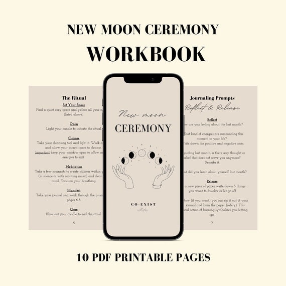 New Moon Ceremony Workbook Printable New Moon Ritual | Etsy