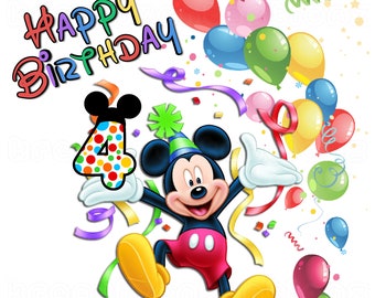 Birthday Mickey Mouse 4 Png - Etsy Ireland
