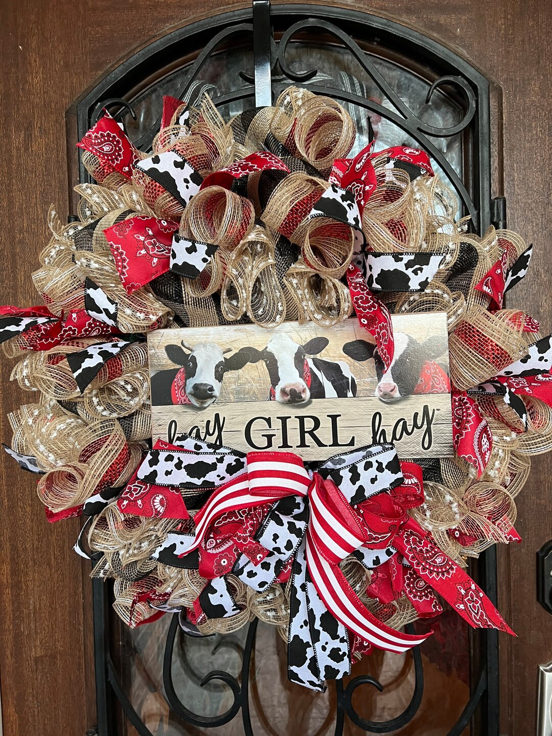 Hay Girl Hay, Cow Wreath, Farm Style Wreath - Etsy