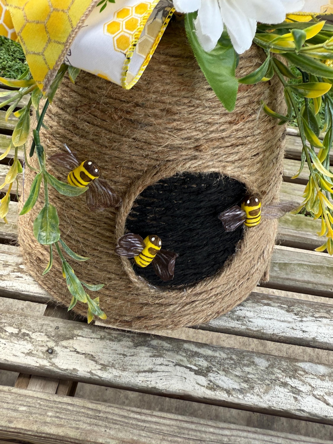 10 Inch Decorative Beehive, Decorative Bee Hive, Bee Decor, Table Bee ...