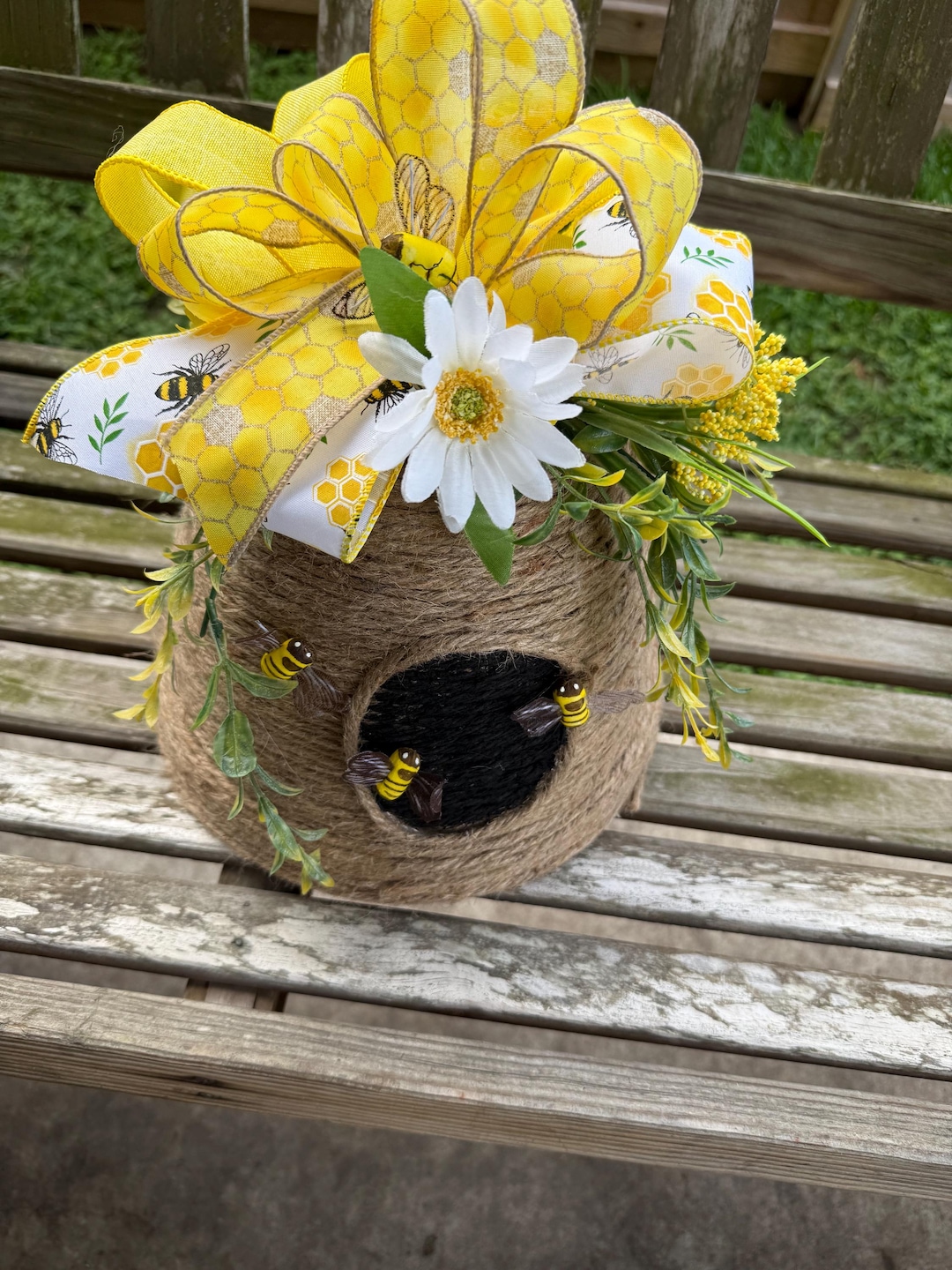 10 Inch Decorative Beehive, Decorative Bee Hive, Bee Decor, Table Bee ...