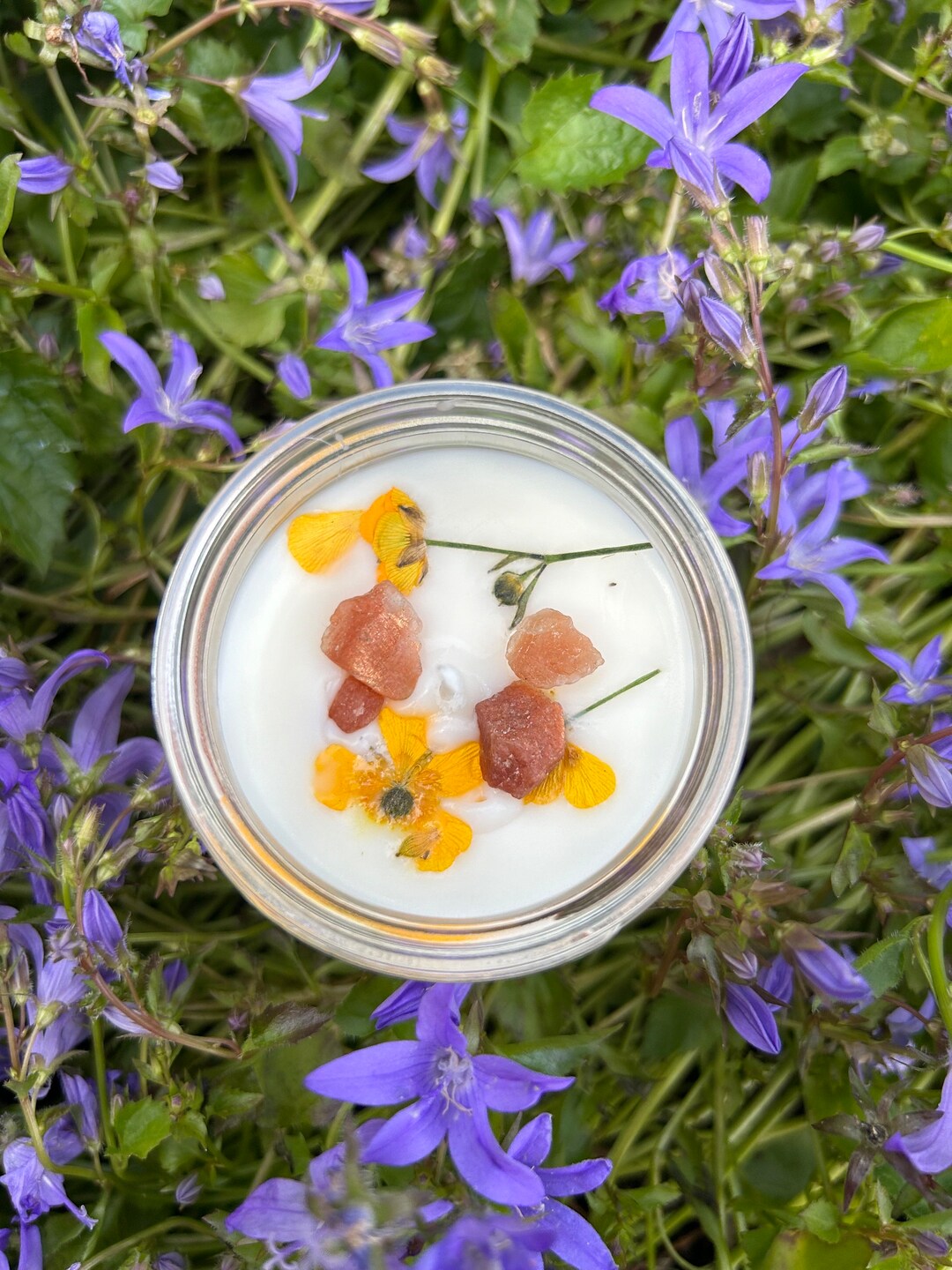 Sunstone & Citrus Crystal Candle Uplift Moon Water Candle - Etsy