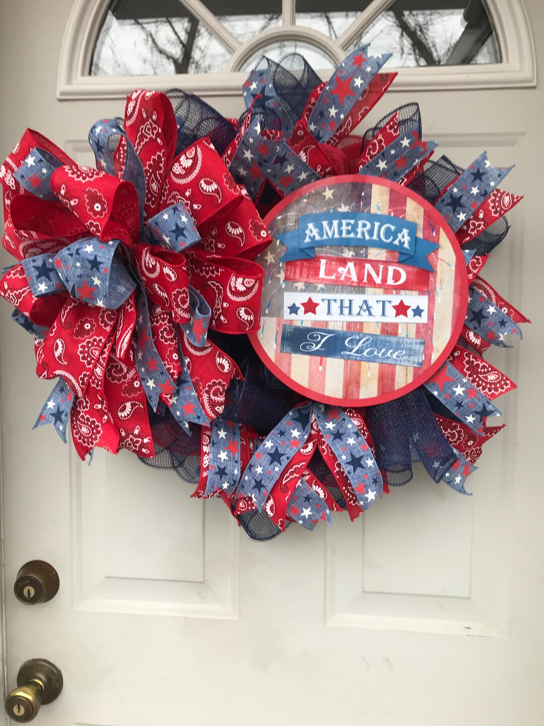 Patriotic Door Wreath , With an Americana Vibe Using Stars and Red ...