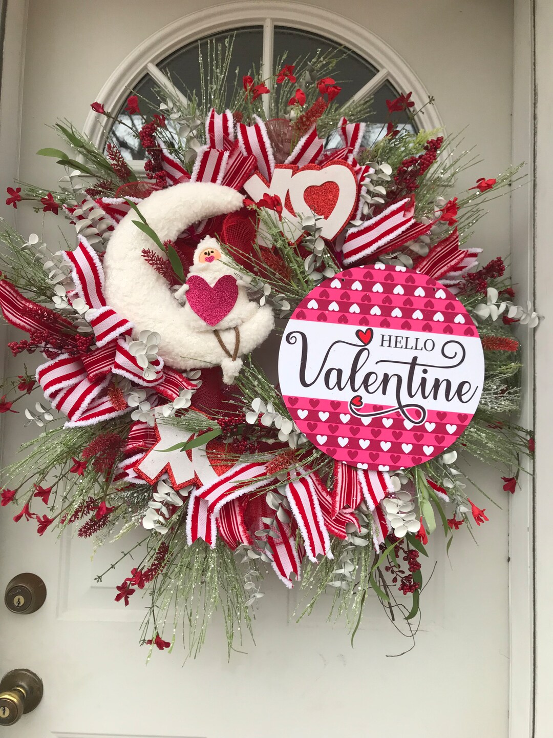Valentines Day Angel Wreath: Red Heart, Pine & Eucalyptus Door Decor - Etsy