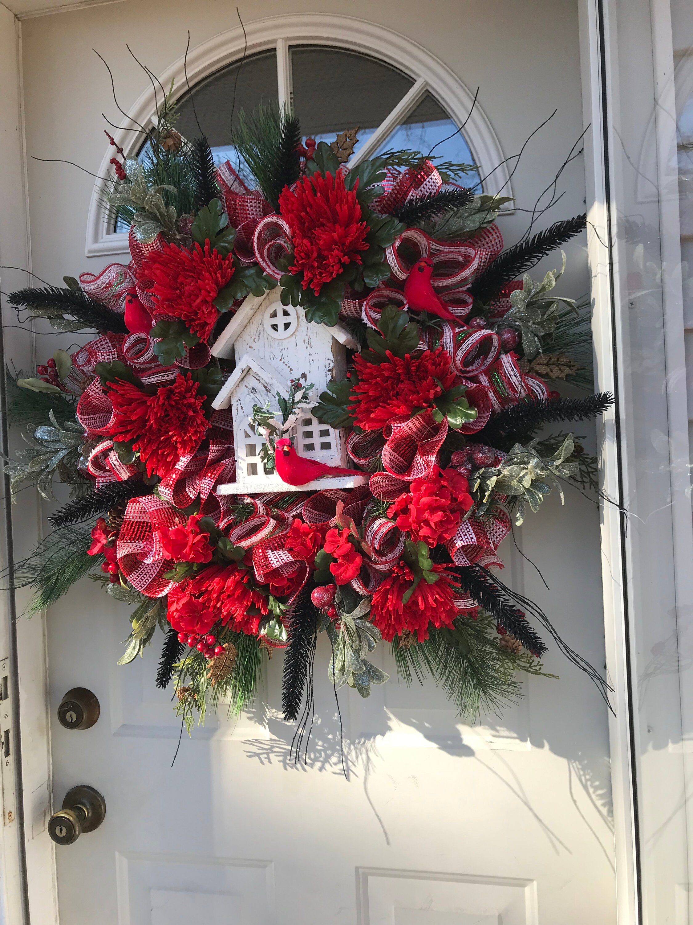 Cardinal House Winter Wreath. Front Door Wreath. Christmas Wreath ...