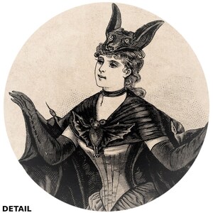 Victorian Girl in Bat Costume, Vintage Print of Lady in Victorian Bat ...