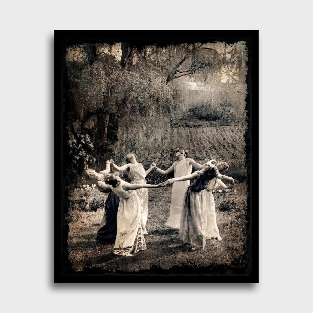 Ritual Dance Circle - Witches Dancing, Summer Solstice, Wiccan Wall Art ...