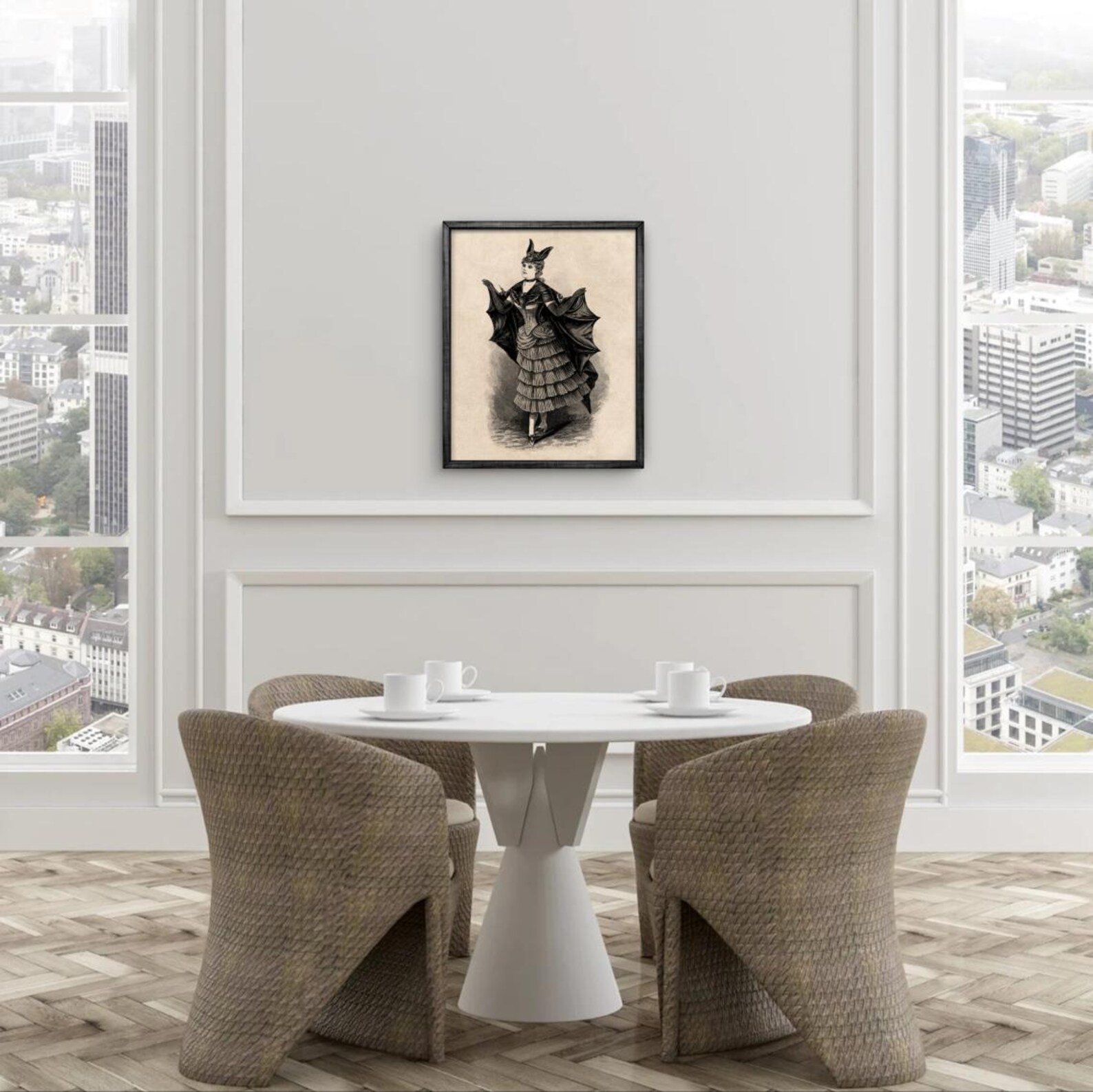 Victorian Girl in Bat Costume, Vintage Print of Lady in Victorian Bat ...