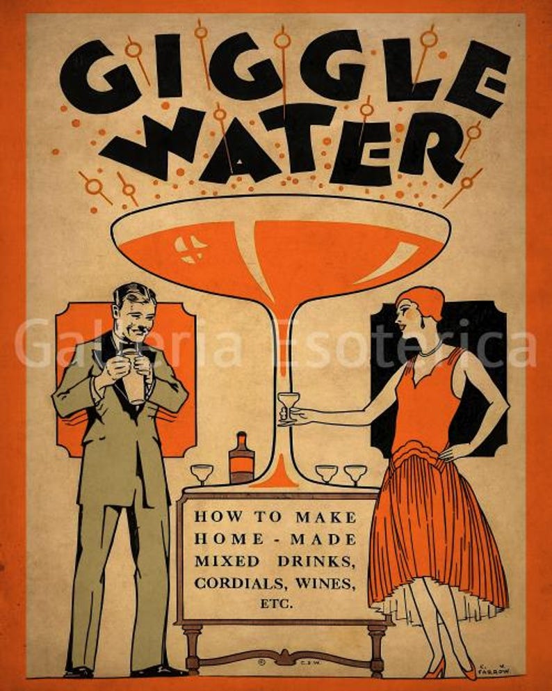 Giggle Water Vintage Poster | Prohibition Art Print | Speakeasy Decor ...