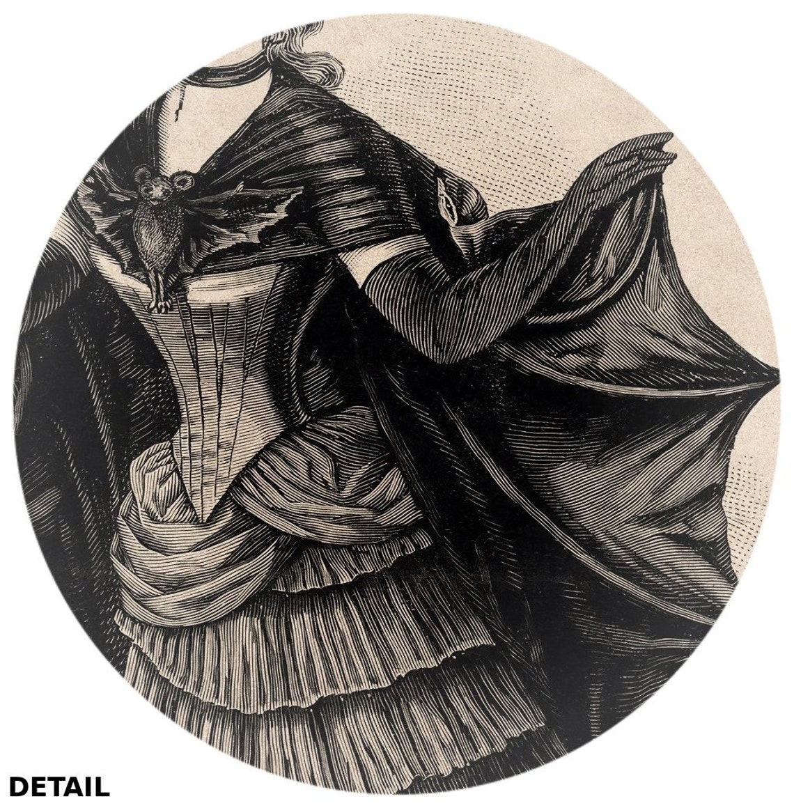 Victorian Girl in Bat Costume, Vintage Print of Lady in Victorian Bat ...